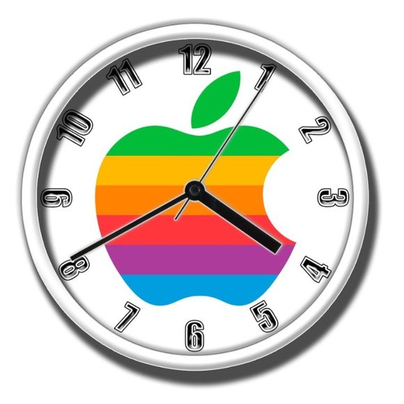 Clock | Wall Decor | Apple Logo Rainbow White Clock New | Poshmark